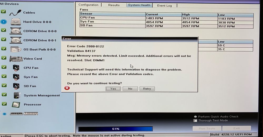 ‎Aurora R4, error code 2000-0122, validation code 84137 | DELL Technologies
