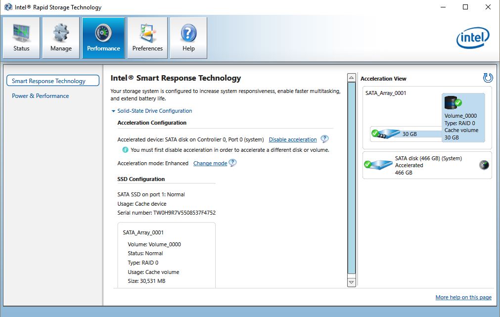 ‎Intel Smart Response Technology w/o Rapid Start Technology - Set-up ...